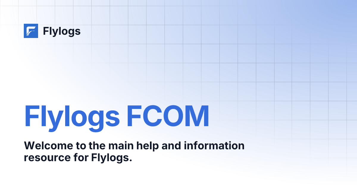 Flylogs FCOM | Flylogs